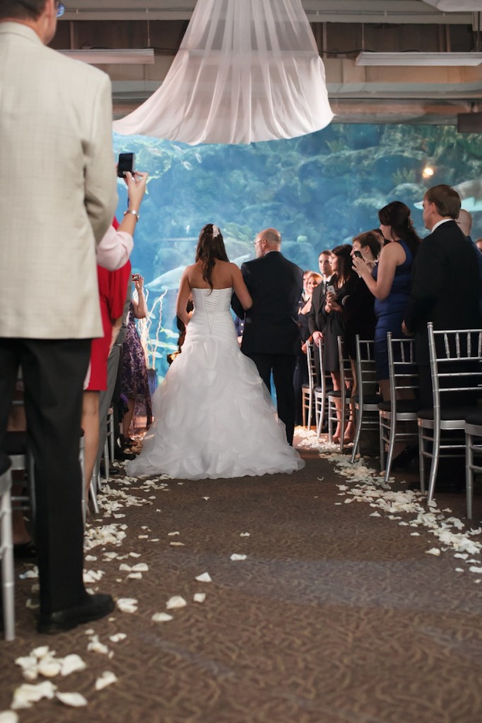 Coral Pink And Navy Blue Nautical Chic Florida Aquarium Wedding - Marry ...