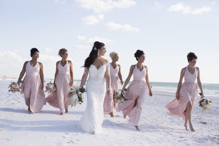 Romantic Rose Gold And Blush Pink Siesta Key Beach Wedding | Sunset ...