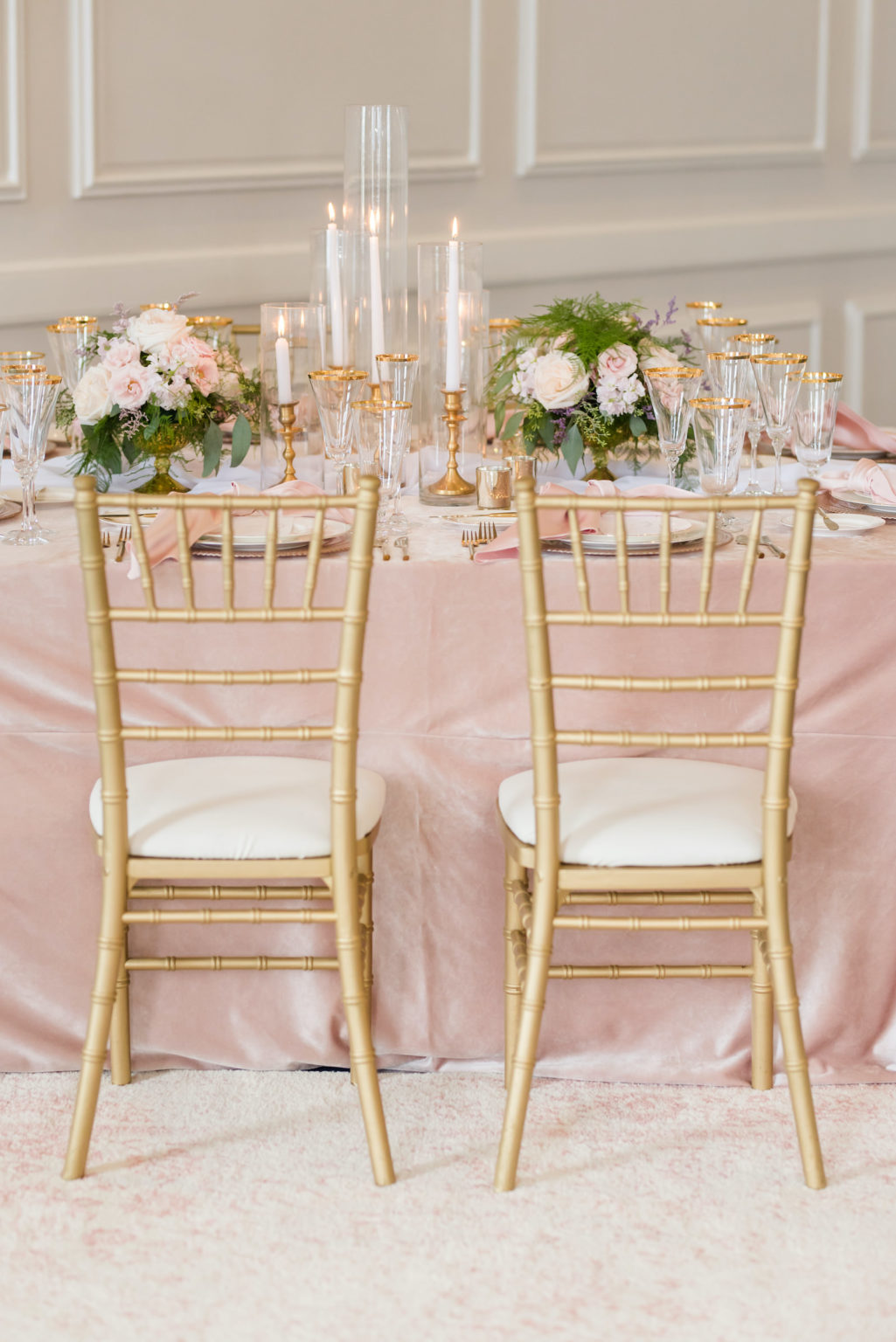 Romantic, Classic Wedding Reception Decor, Gold Chiavari Chairs with ...